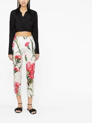 Dolce & Gabbana Carnation-print Cropped Trousers