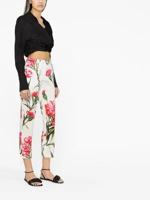 Dolce & Gabbana Carnation-print Cropped Trousers
