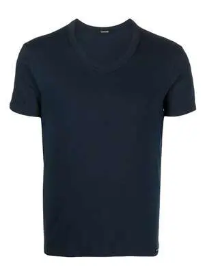 TOM FORD V-neck Short-sleeve T-shirt Blue