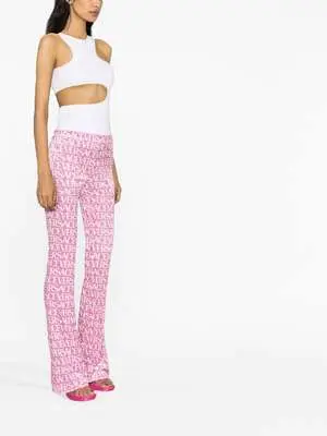 Versace Logo-print Flared Trousers - Pink