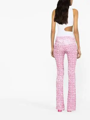 Versace Logo-print Flared Trousers - Pink