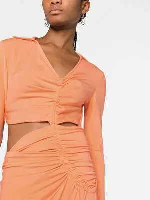 Off-White Cut-out Draped Dress - Orange
