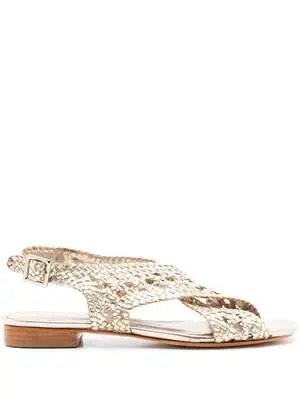 STUDIO CHOFAKIAN Isolde Metallic Woven Sandals - Gold