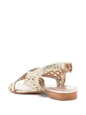STUDIO CHOFAKIAN Isolde Metallic Woven Sandals - Gold