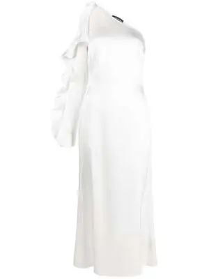 David Koma One-shoulder Ruffled Midi Dress - White