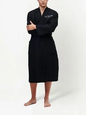 Karl Lagerfeld Hotel Karl Waffle-knit Bathrobe - Black