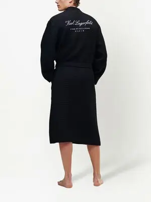 Karl Lagerfeld Hotel Karl Waffle-knit Bathrobe - Black