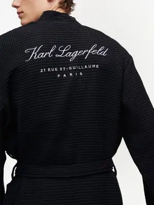 Karl Lagerfeld Hotel Karl Waffle-knit Bathrobe - Black