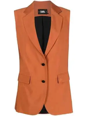 Karl Lagerfeld Longline Tailored Waistcoat - Orange