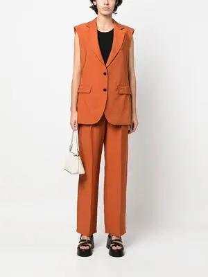 Karl Lagerfeld Longline Tailored Waistcoat - Orange