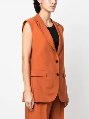 Karl Lagerfeld Longline Tailored Waistcoat - Orange