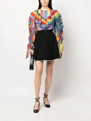 Rochas Stripe-print Ruffled Blouse