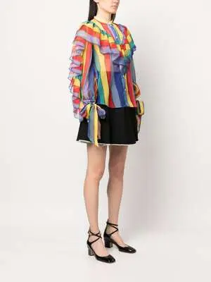 Rochas Stripe-print Ruffled Blouse