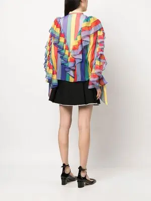 Rochas Stripe-print Ruffled Blouse