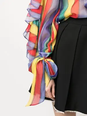 Rochas Stripe-print Ruffled Blouse