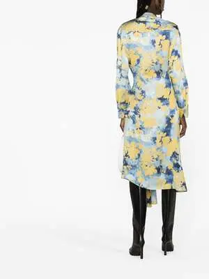 Off-White Floral-print Wrap Shirtdress