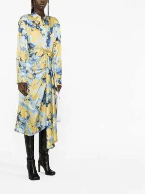 Off-White Floral-print Wrap Shirtdress