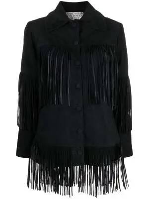 DANCASSAB Rimon Fringed Leather Jacket - Black