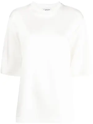 LANVIN Embroidered-logo Satin T-shirt