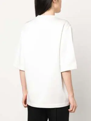 LANVIN Embroidered-logo Satin T-shirt