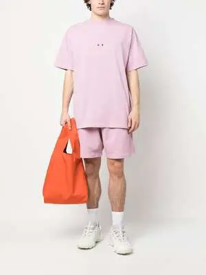 MSGM Logo-embroidered Cotton Shorts - Pink