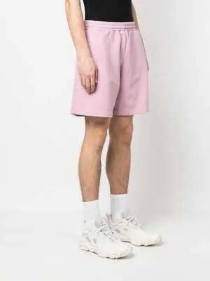 MSGM Logo-embroidered Cotton Shorts - Pink