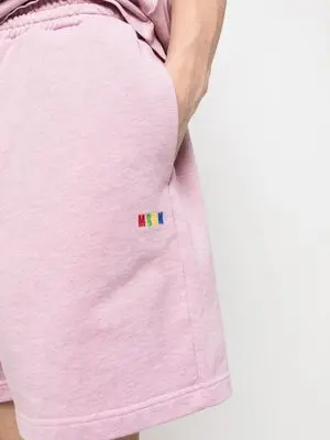 MSGM Logo-embroidered Cotton Shorts - Pink