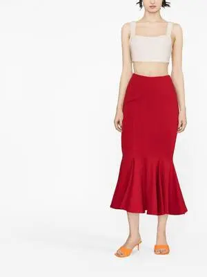 Attico Flared Hem Midi Skirt