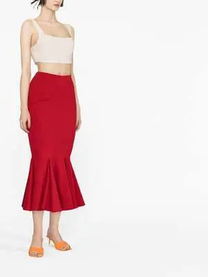 Attico Flared Hem Midi Skirt