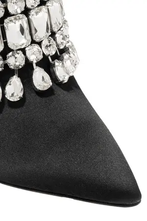 AQUAZZURA Gem Palace Crystal-embellished Satin Mules