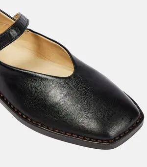 LEMAIRE Leather Mary Jane Ballet Flats - Black