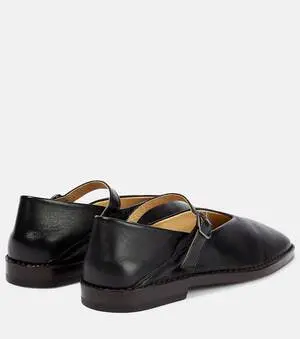 LEMAIRE Leather Mary Jane Ballerina Flats - Black