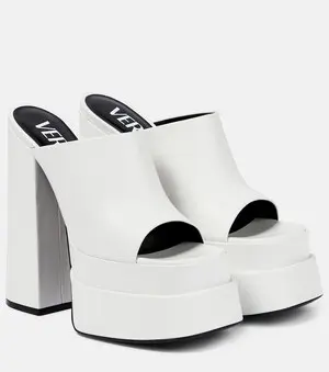 Versace Leather Platform Mules - White