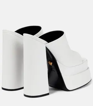 Versace Leather Platform Mules - White