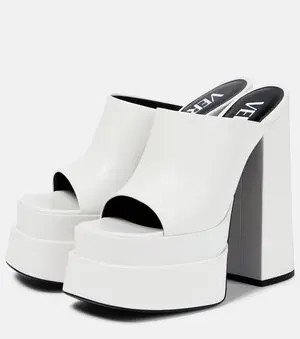 Versace Leather Platform Mules - White