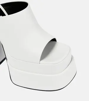 Versace Leather Platform Mules - White