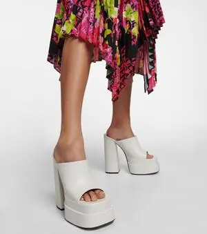 Versace Leather Platform Mules - White