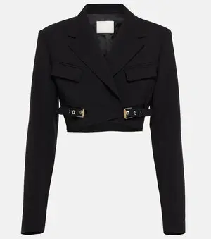 DION LEE Interlock Belted Cropped Blazer - Black