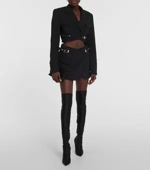DION LEE Interlock Belted Cropped Blazer - Black