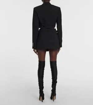 DION LEE Interlock Belted Cropped Blazer - Black