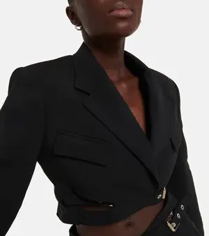DION LEE Interlock Belted Cropped Blazer - Black
