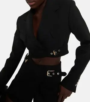 DION LEE Interlock Belted Cropped Blazer - Black