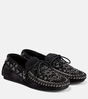 Isabel Marant Étoile Freen Embellished Suede Moccasins
