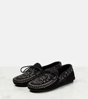 Isabel Marant Étoile Freen Embellished Suede Moccasins