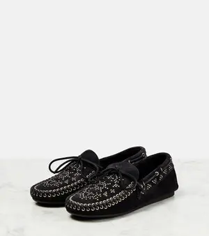 Isabel Marant Étoile Freen Embellished Suede Moccasins
