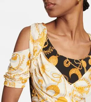 MARINE SERRE Draped Printed Cutout Top