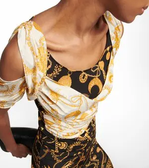 MARINE SERRE Draped Printed Cutout Top