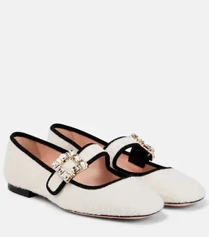 ROGER VIVIER Très Vivier Babies Bouclé Flats - White