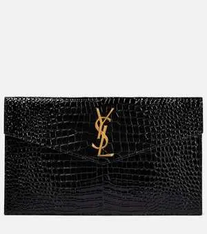Saint Laurent Uptown Patent Leather Clutch - Black