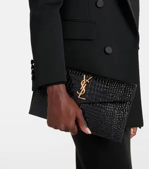 Saint Laurent Uptown Patent Leather Clutch - Black